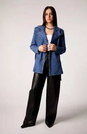 BLUE REVIVAL Gracie Trench Coat With Removable Hoodie