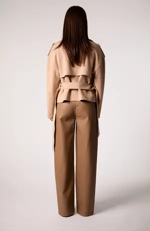 BLUE REVIVAL Charli Cropped Scuba Trench Coat
