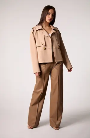 BLUE REVIVAL Charli Cropped Scuba Trench Coat