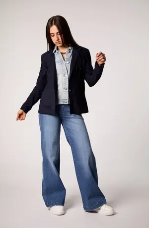BLUE REVIVAL Fringe Blazer With Removable Denim Insert - Midnight