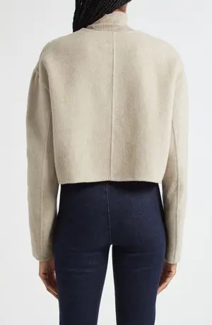 Veronica Beard Philips Crop Wool-blend Jacket - Oatmeal Melange
