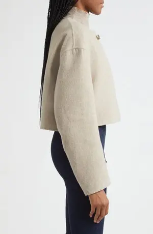 Veronica Beard Philips Crop Wool-blend Jacket - Oatmeal Melange