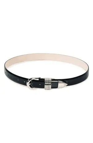 DEHANCHE Hollyhock Patent Leather Belt Black Silver