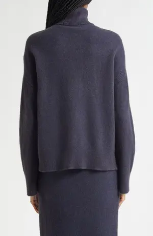 Emporio Armani Melange Turtleneck Wool Sweater - Solid Medium Blue
