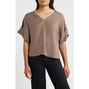 Wit & Wisdom Roll Cuff Dolman Top - Oyster Mushroom