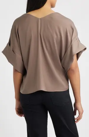 Wit & Wisdom Roll Cuff Dolman Top - Oyster Mushroom