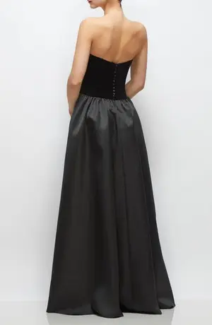 Dessy Collection Strapless Mixed Media Gown