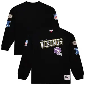 Mitchell & Ness Minnesota Vikings Training Camp Vintage Logos Long Sleeve T-shirt - Black