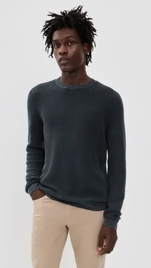Faherty Brand Sunwashed Crew Neck Sweater - Faded Black
