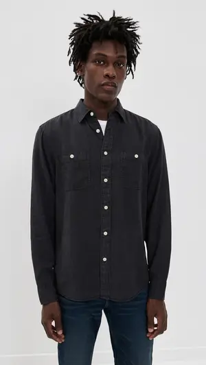 Faherty Brand The Tried And True Chambray Workshirt - Durango Black