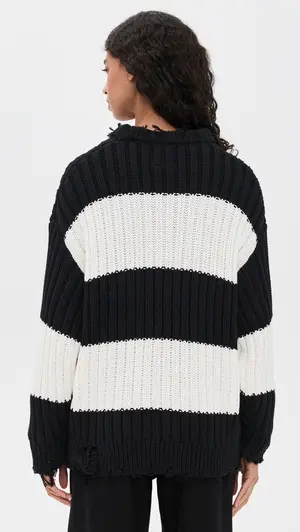Denimist Oversized Striped Ribbed Sweater