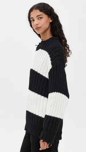 Denimist Oversized Striped Ribbed Sweater