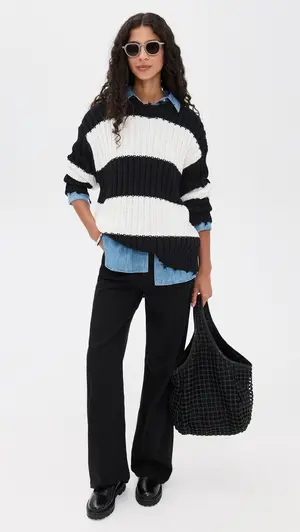 Denimist Oversized Striped Ribbed Sweater