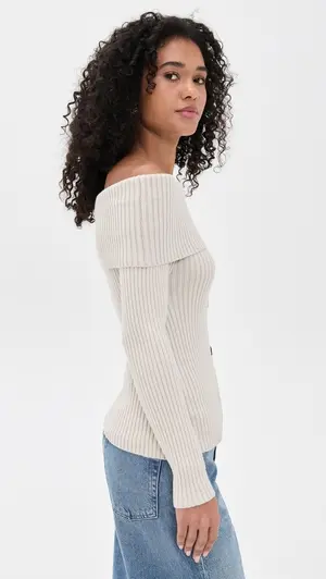 Blanknyc Ribbed Knit Off-shoulder Sweater