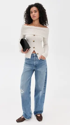Blanknyc Ribbed Knit Off-shoulder Sweater
