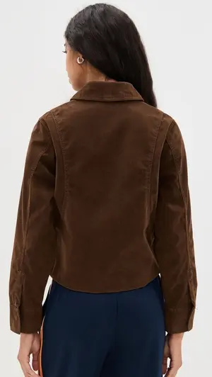 BAILEY ROSE Faux Suede Collared Jacket - Chocolate