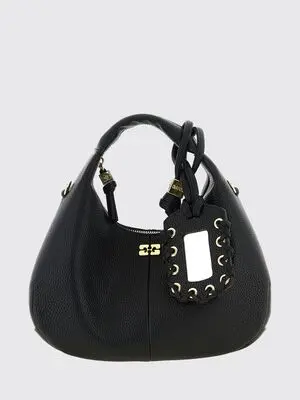 GANNI Textured Leather Hobo Bag - Black