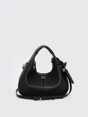 GANNI Recycled Leather Hobo Bag With Butterfly Logo - Black