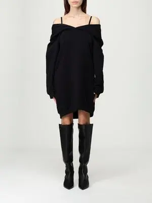MAISON MARGIELA Off-shoulder Sweatshirt Dress - Black