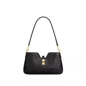 Celine CELINE Shoulder Camille 16 Soft Bag In Python Glitter - Black