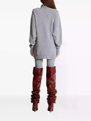 Balmain Mini High-neck Dress With Button Embellishments - Grey