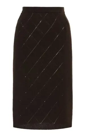 Prada Cashmere Midi Skirt - Brown
