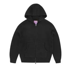 Corteiz Alcatraz Heavy Knit Zip Hoodie - Black | Editorialist