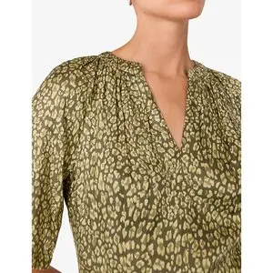 Whistles Leopard-print V-neck Midi Dress - Multi-coloured