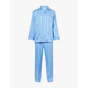 Derek Rose Lingfield Striped Cotton Pyjama Set - French Blue