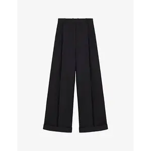 High-rise Wool Blend Wide-leg Pants