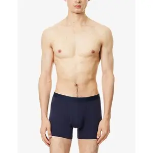 Derek Rose Alex Branded-waistband Stretch-jersey Trunks - Navy