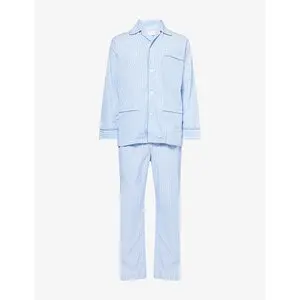 Derek Rose James Striped Cotton Pyjamas - Blue