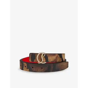 CHRISTIAN LOUBOUTIN Loubi54 Leather Belt - Brown/loubi/gold