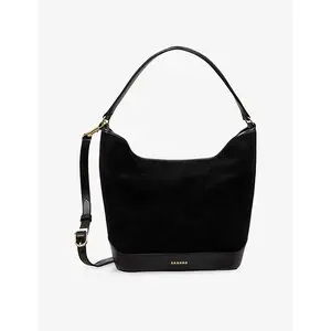 Sandro Logo-embossed Suede Shopper Tote - Black