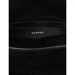 Sandro Logo-embossed Suede Shopper Tote - Black