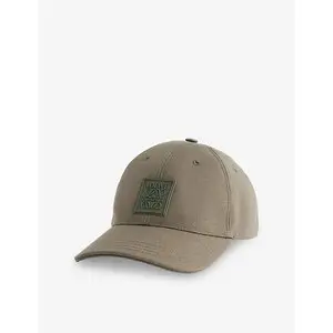 Loewe Branded-patch Cotton-canvas Cap - Khaki Green
