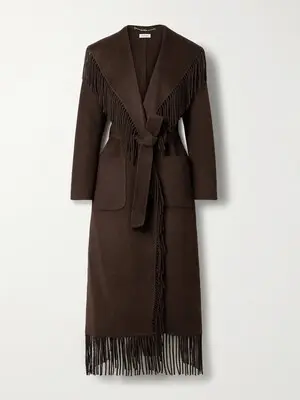 Simkhai Carrie Fringed Wool-blend Felt Coat - Brown