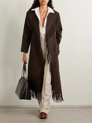 Simkhai Carrie Fringed Wool-blend Felt Coat - Brown