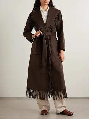 Simkhai Carrie Fringed Wool-blend Felt Coat - Brown
