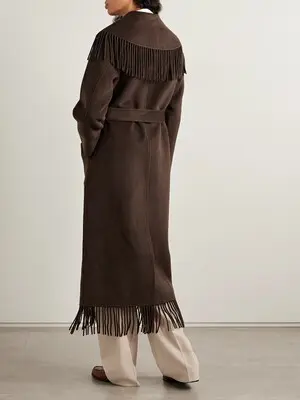 Simkhai Carrie Fringed Wool-blend Felt Coat - Brown