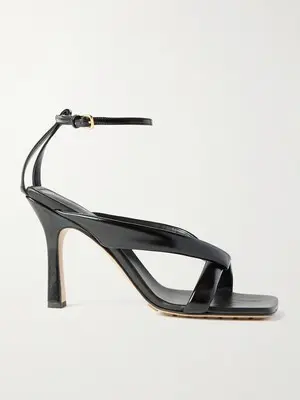 Bottega Veneta Riva Padded Glossed-leather Sandals - Black