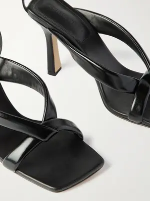 Bottega Veneta Riva Padded Glossed-leather Sandals - Black