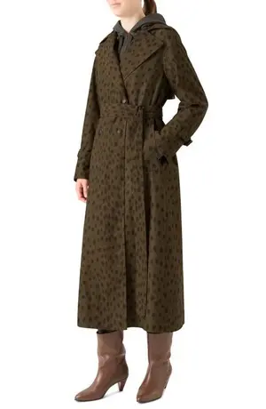 Akris Leopard Print Trench Coat