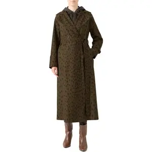 Akris Leopard Print Trench Coat