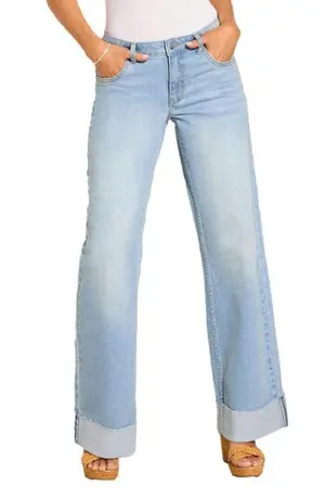 FRIENDS LIKE THESE Wide Leg Jeans With Cuffed Hem