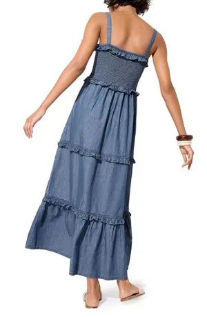 FRIENDS LIKE THESE Tiered Chambray Maxi Dress