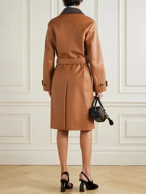 Loewe Belted Two-tone Leather Coat