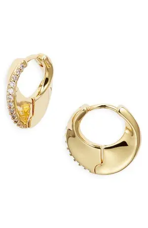 Nordstrom Cubic Zirconia Huggie Hoop Earrings - 14k Gold Plated