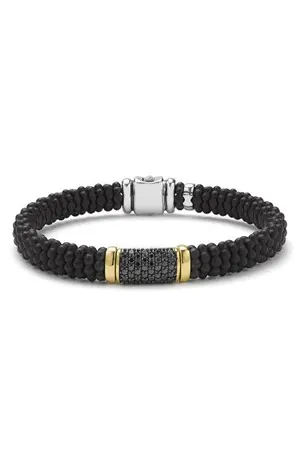 Lagos Caviar Beaded Bracelet With Diamonds - Black
