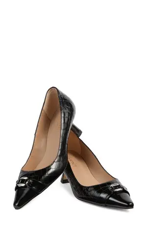 LK BENNETT Croc Embossed Pointed Toe Pumps